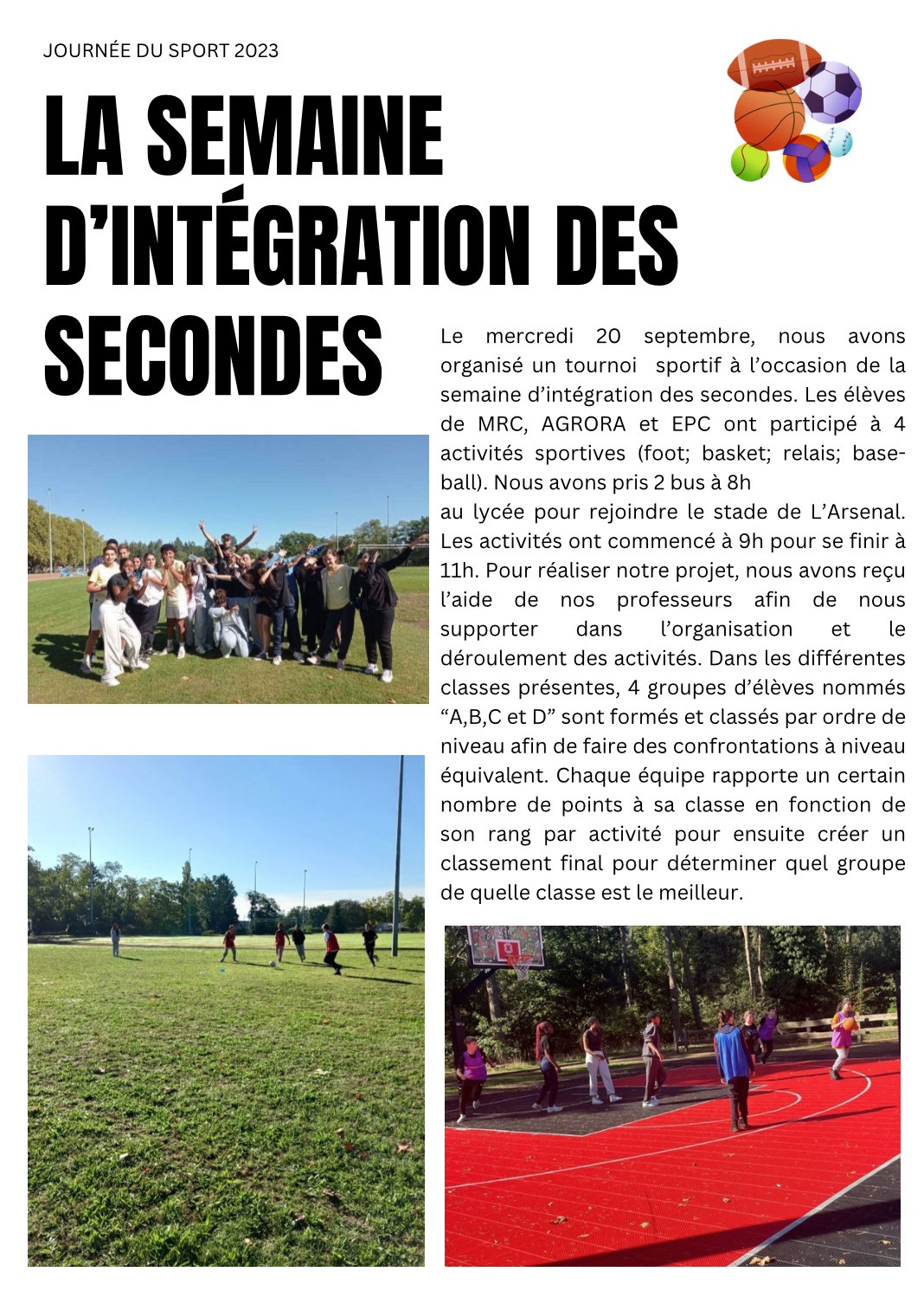 Semaine d'intégration des secondes - ACTUALITÉS - Cité scolaire Albert Thomas